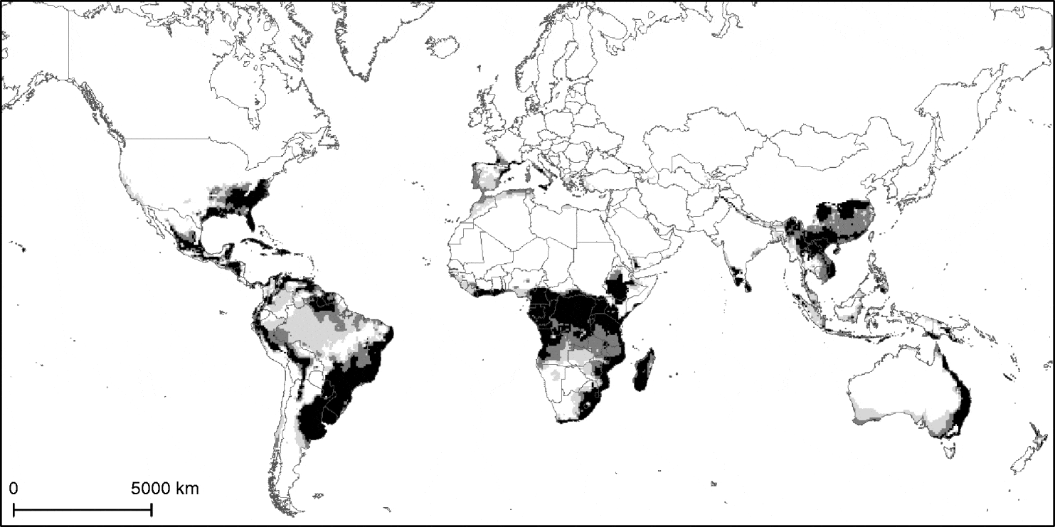 The current and future potential geographical distribution of the ...