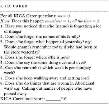 The KICA Carer: informant information to enhance the Kimberley ...