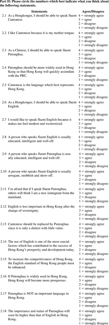 Language attitudes of the first postcolonial generation in Hong Kong ...