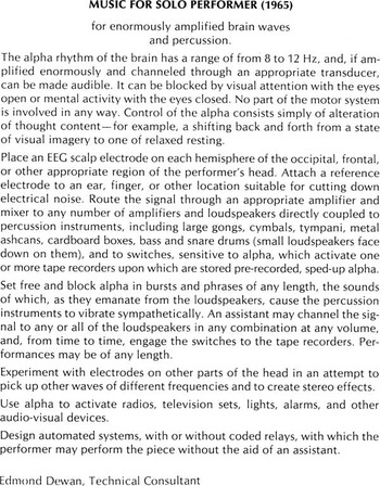 Alvin Lucier's Music for Solo Performer: Experimental music beyond ...