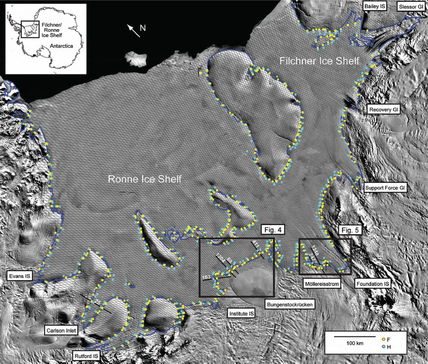 Analysis of ice plains of the Filchner–Ronne Ice Shelf, Antarctica ...