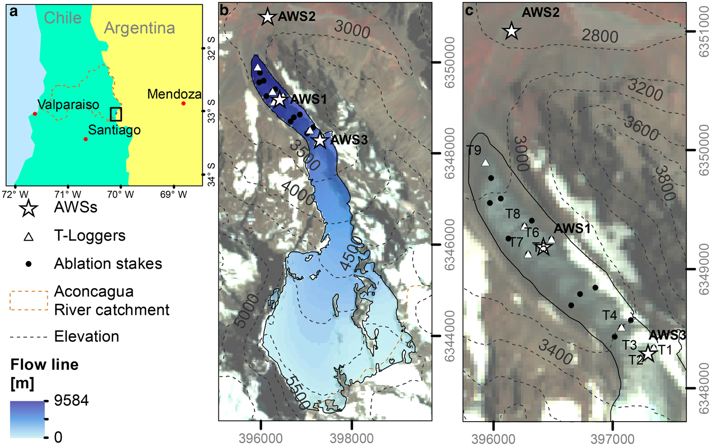 Melt and surface sublimation across a glacier in a dry environment ...