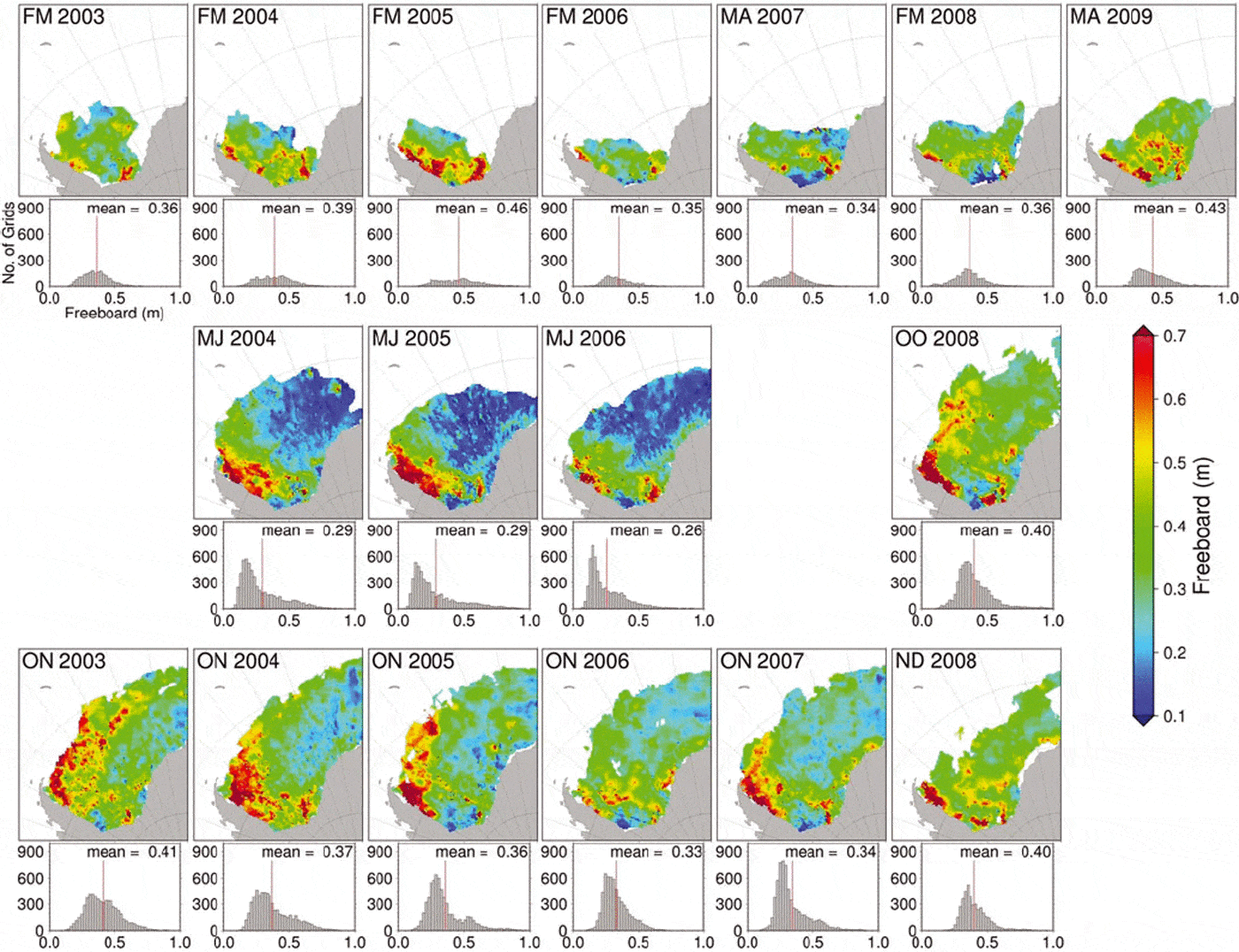 ICESat observations of seasonal and interannual variations of sea-ice ...