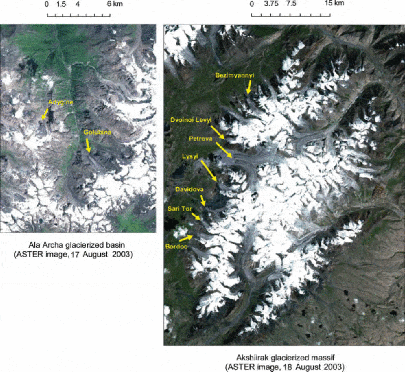 Glacier changes in the central and northern Tien Shan during the last ...