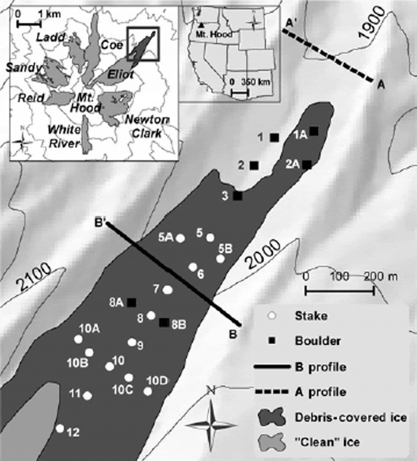 Spatial and morphological change on Eliot Glacier, Mount Hood, Oregon ...