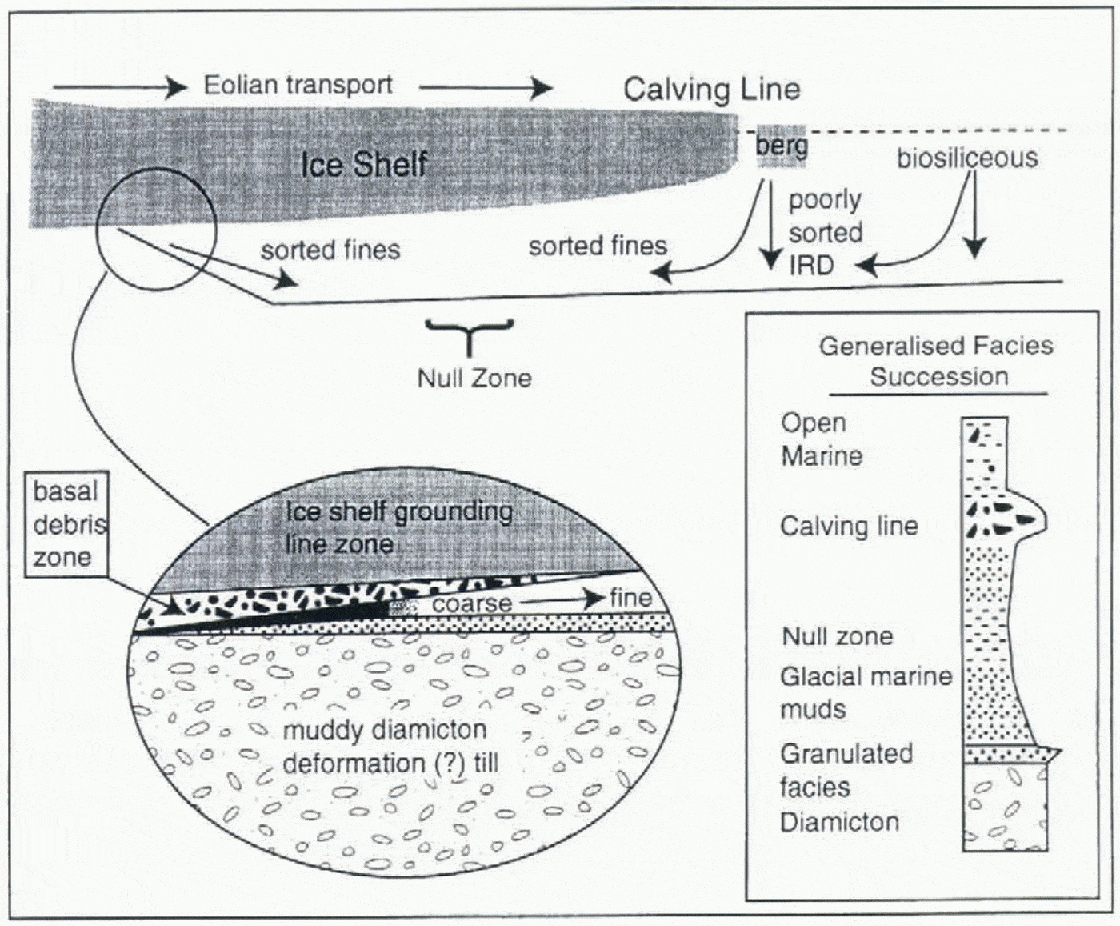 A new depositional model for ice shelves, based upon sediment cores ...
