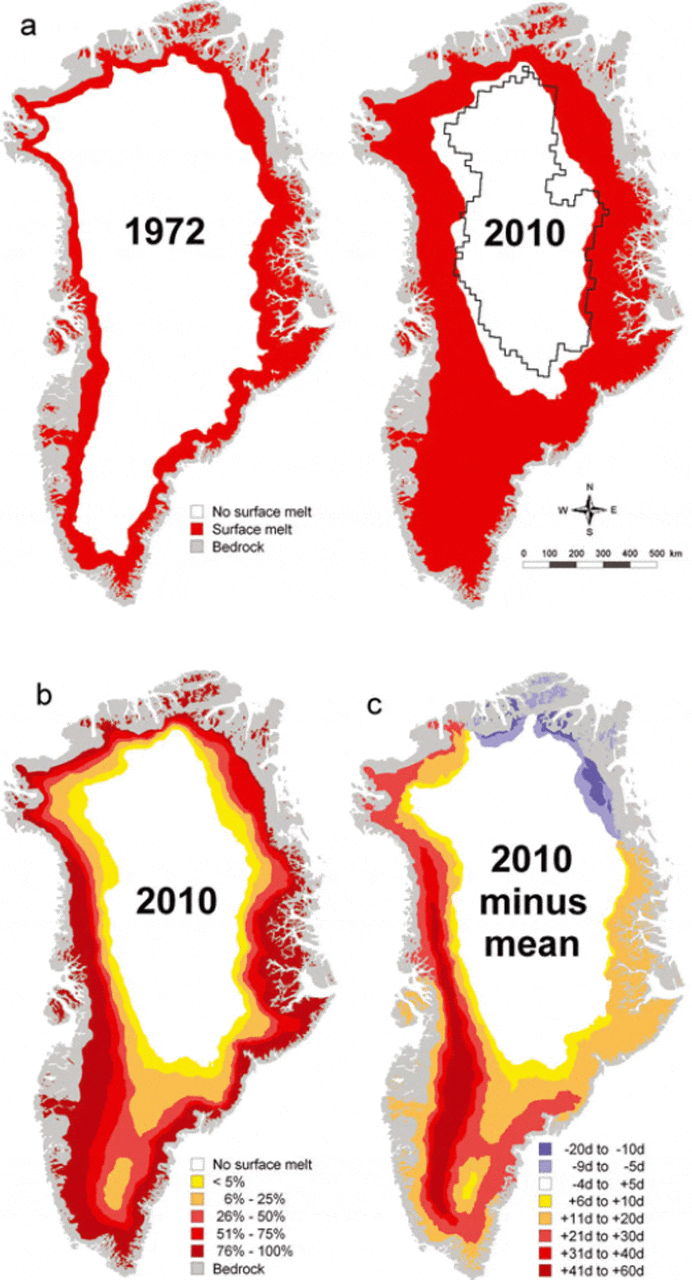 Greenland ice sheet surface melt extent and trends: 1960–2010 | Journal ...