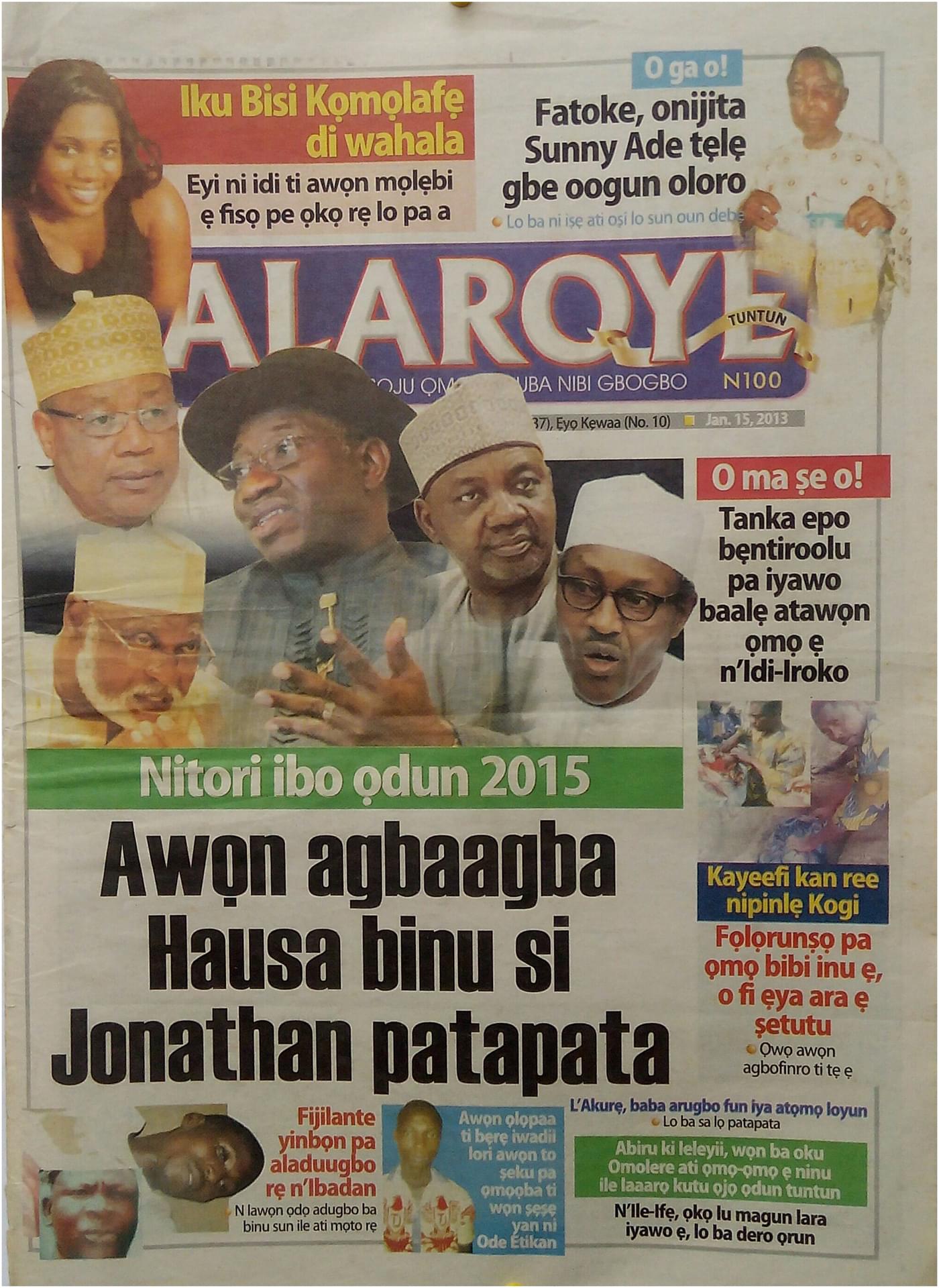 Alaroye: political contestation, genres, innovations and audience in a ...