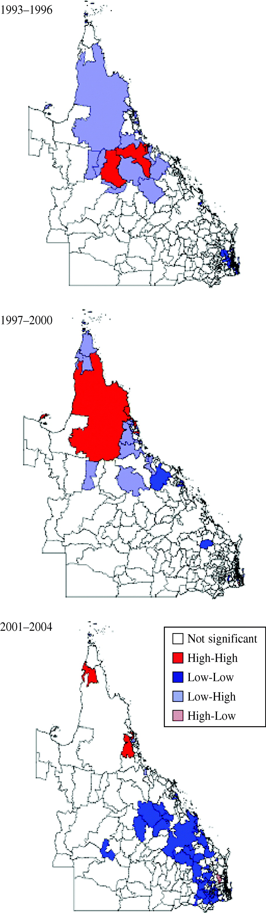 Spatial analysis of notified dengue fever infections | Epidemiology ...