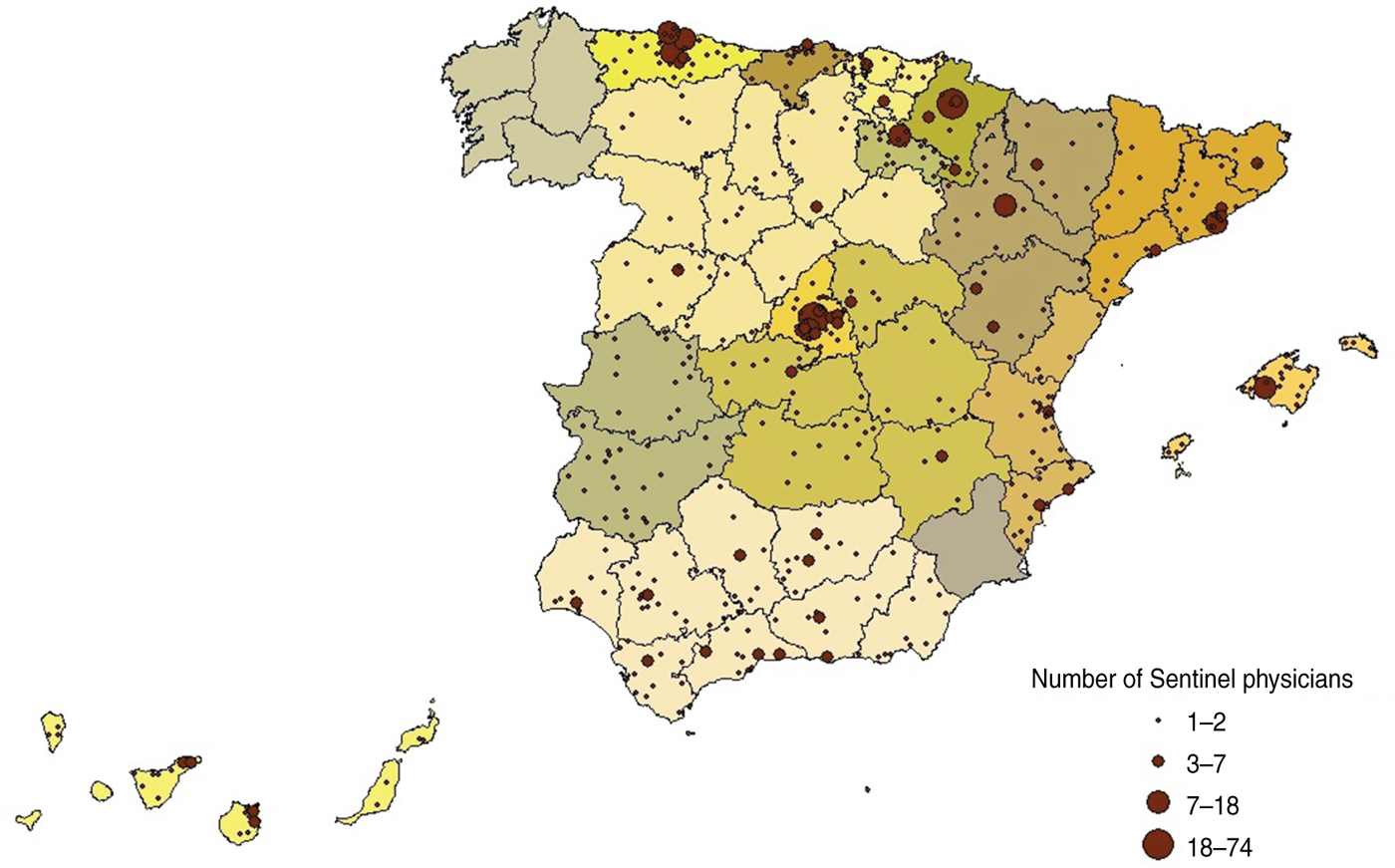 Geographical spread of influenza incidence in Spain during the 2009 A ...