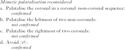 Japanese mimetic palatalisation revisited: implications for conflicting ...