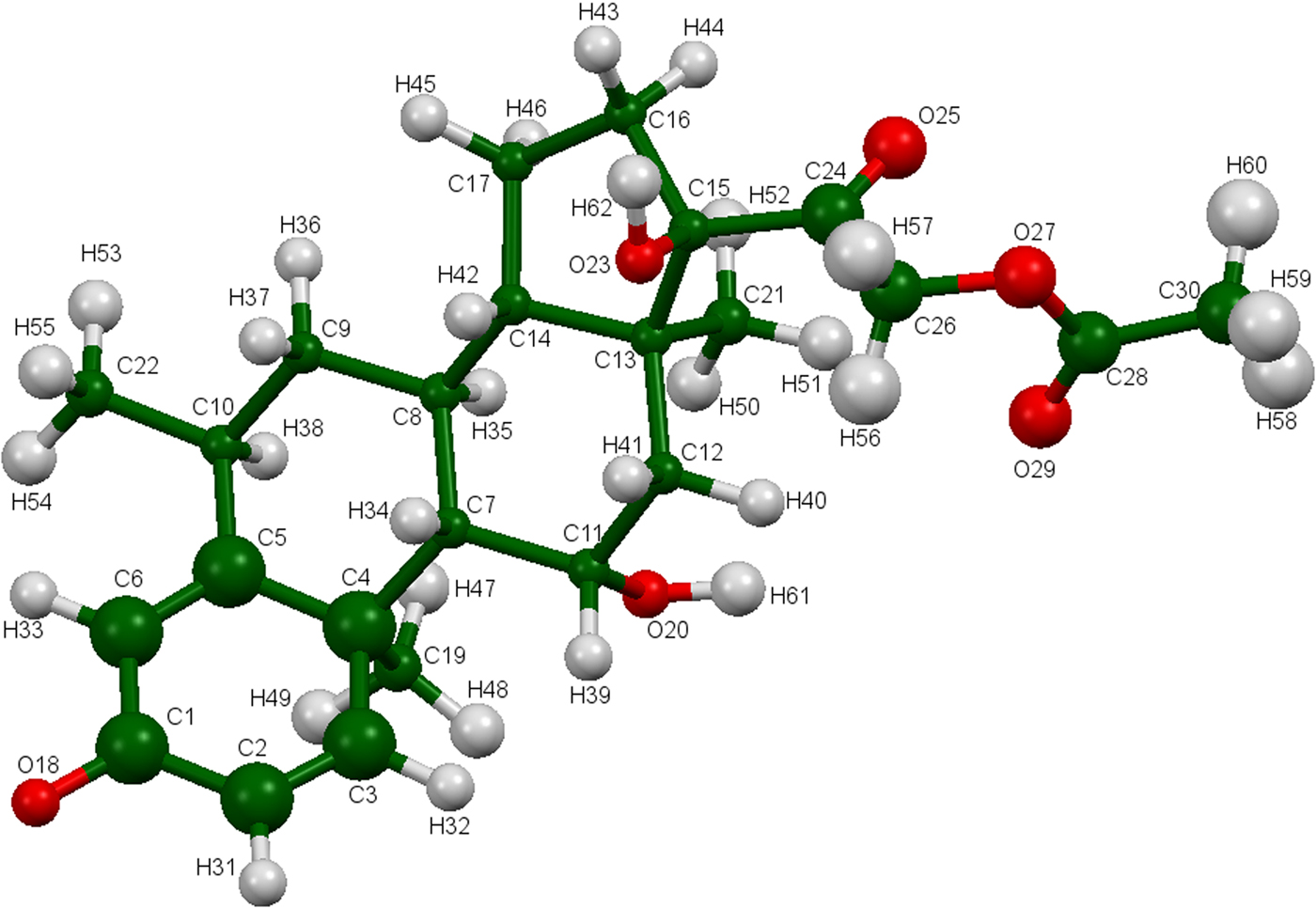 Crystal structure of methylprednisolone acetate form II, C24H32O6 ...