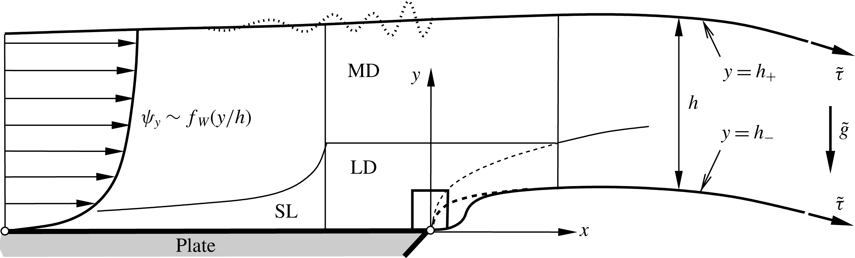 Developed liquid film passing a trailing edge under the action of ...