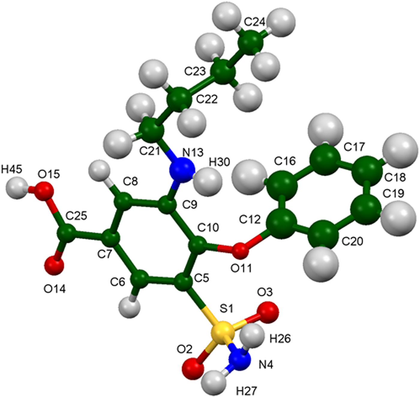 Crystal structure of bumetanide, C17H20N2O5S | Powder Diffraction ...