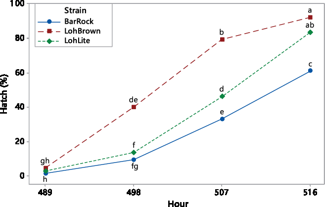 Hatch rate of laying hen strains provided a photoperiod during ...