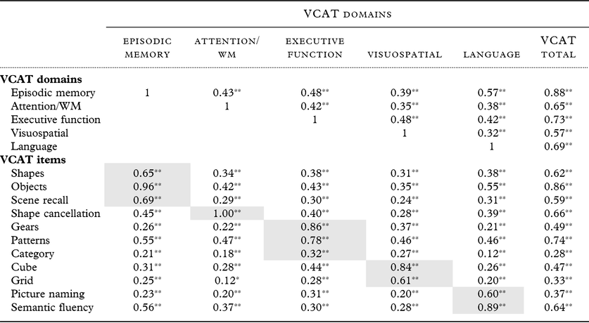 Construct validity of the Visual Cognitive Assessment Test (VCAT)—a ...
