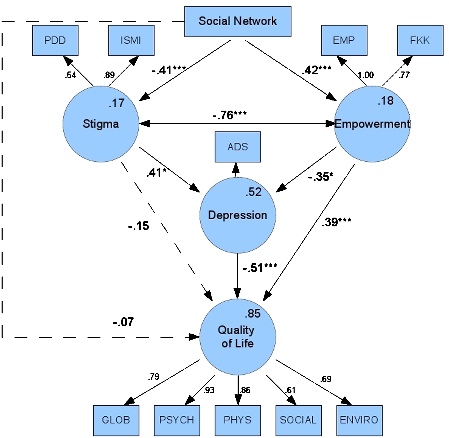 The impact of the social network, stigma and empowerment on the quality ...