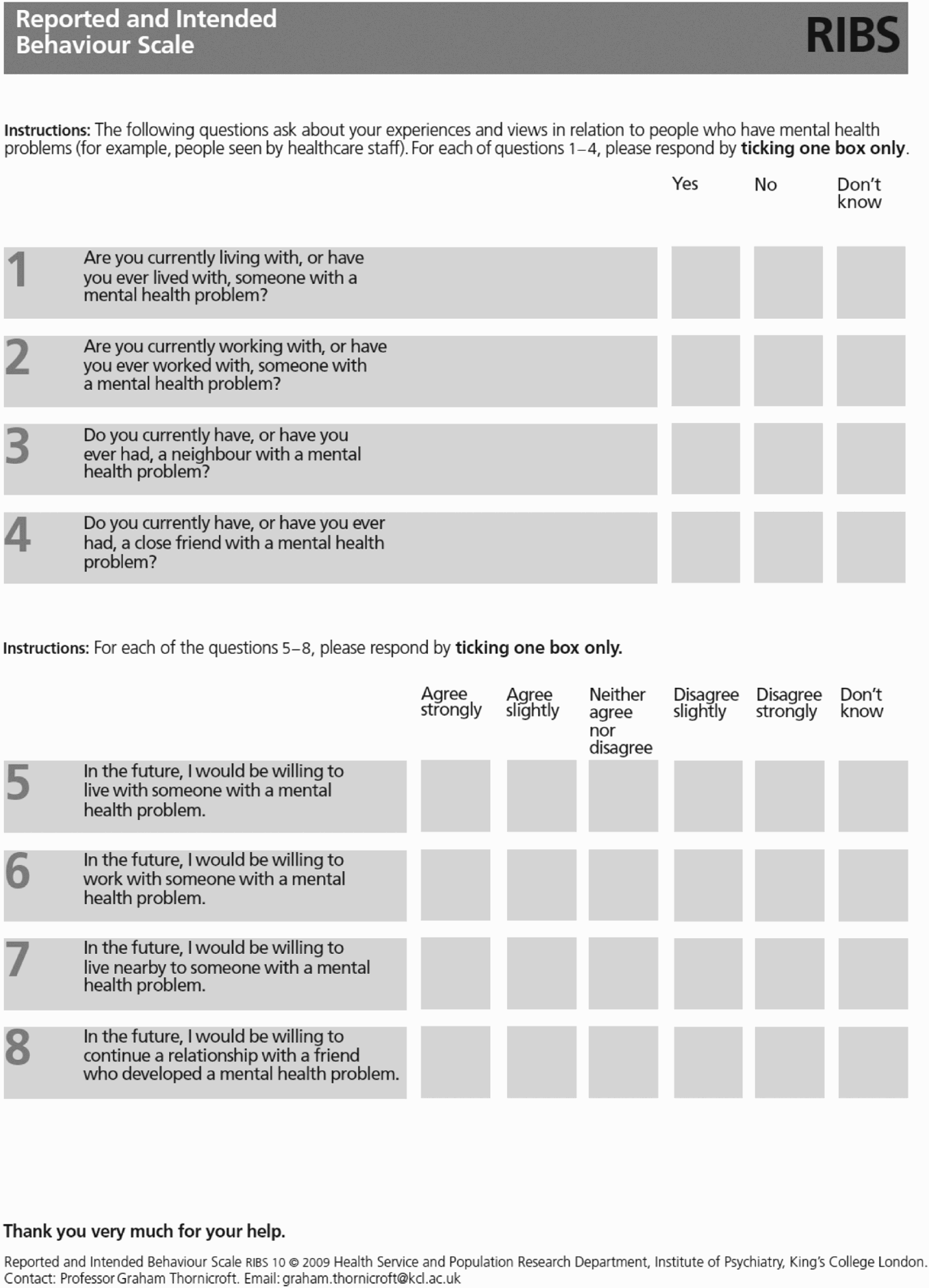 Development and psychometric properties of the Reported and Intended ...