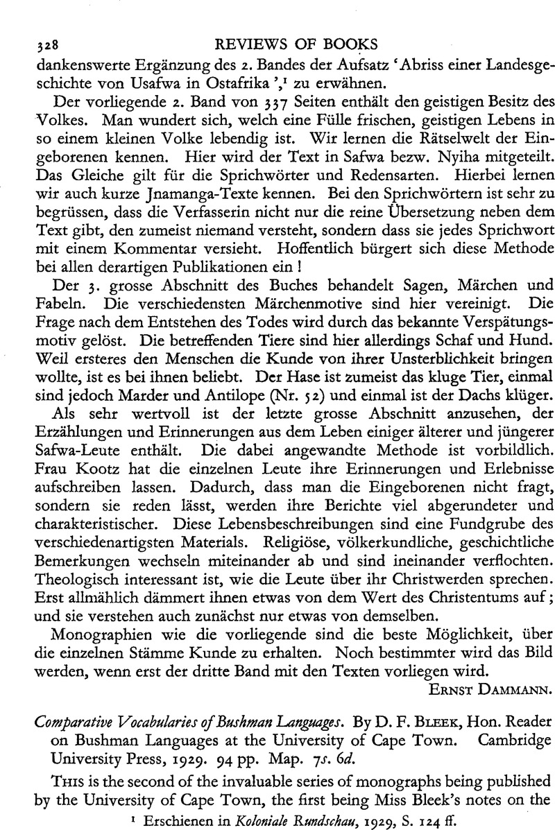 Comparative Vocabularies of Bushman Languages. By D. F. Bleek, Hon ...