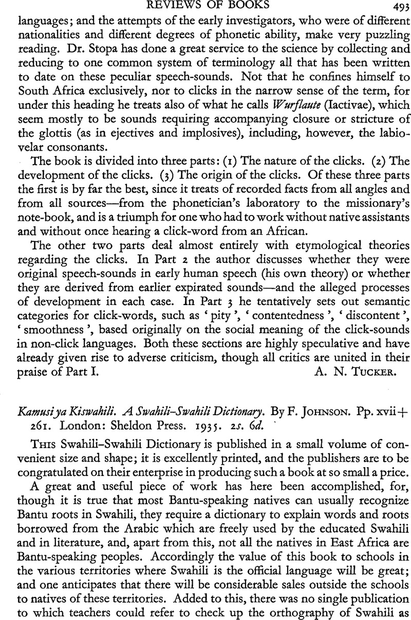 Kamusi ya Kiswahili. A Swahili-Swahili Dictionary. By F. Johnson. Pp ...