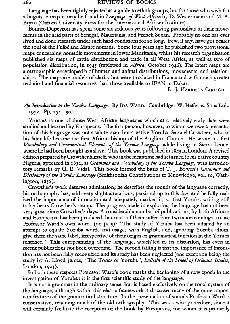 An Introduction to the Yoruba Language. By Ida Ward. Cambridge: W ...