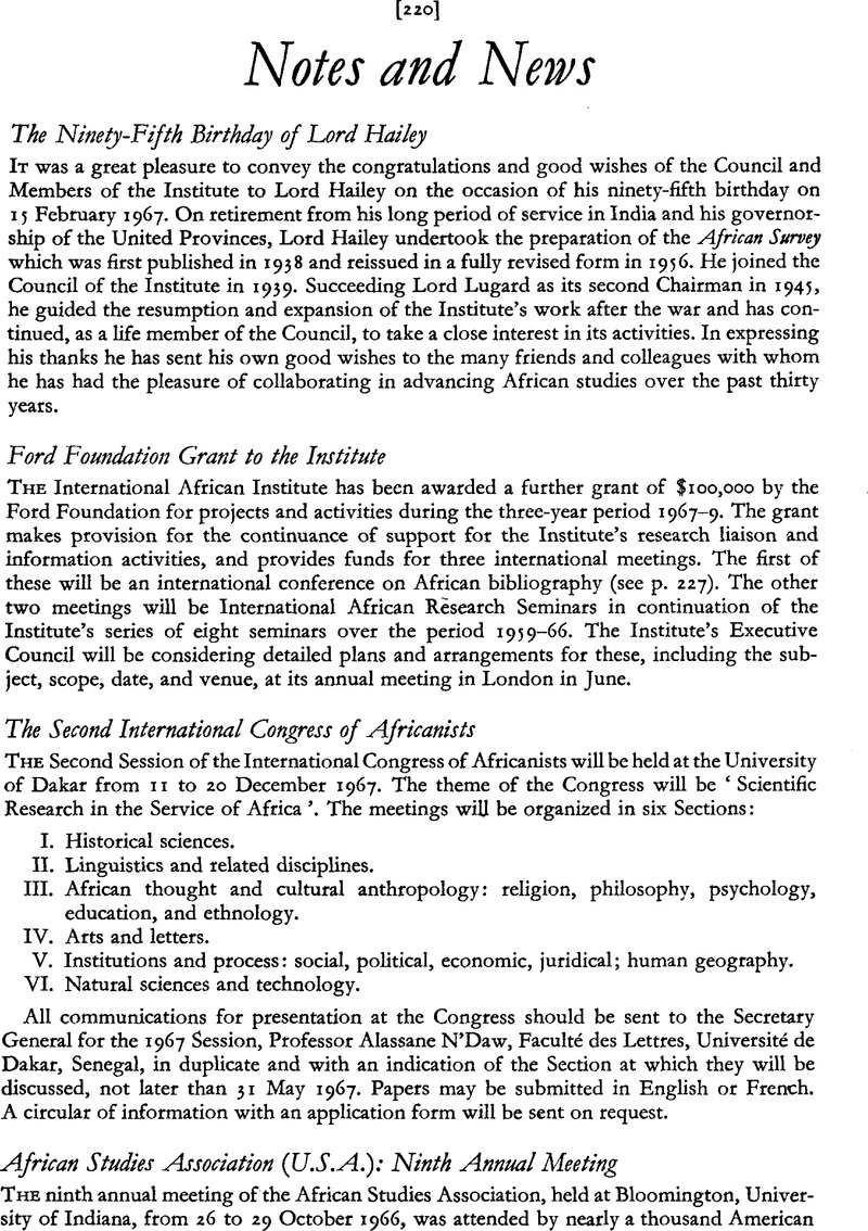 The Ninety-Fifth Birthday of Lord Hailey | Africa | Cambridge Core