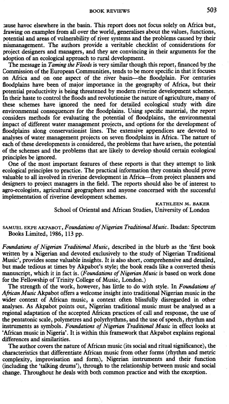 Samuel Ekpe Akpabot, Foundations of Nigerian Traditional Music. Ibadan ...