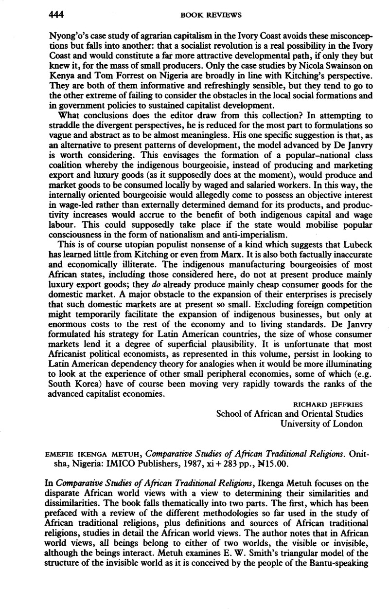 Emefie Ikenga Metuh, Comparative Studies of African Traditional ...