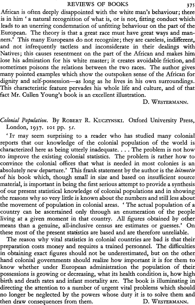Colonial Population. By Robert R. Kuczynski. Oxford University Press ...