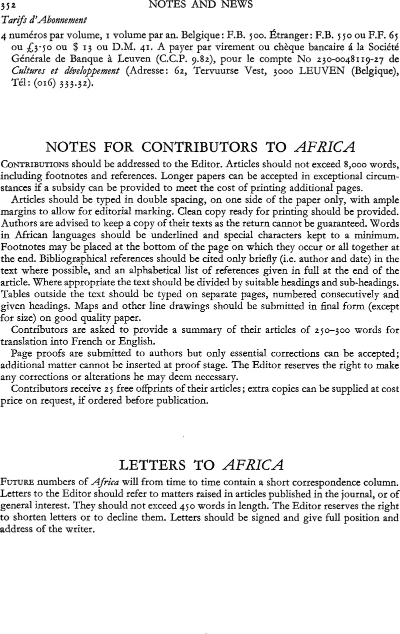 Letters to Africa | Africa | Cambridge Core