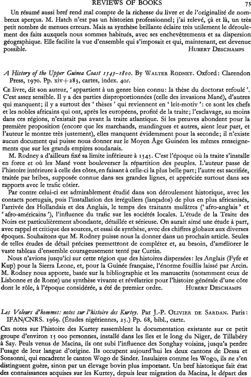 A History of the Upper Guinea Coast 1545–1800. By Walter Rodney. Oxford ...