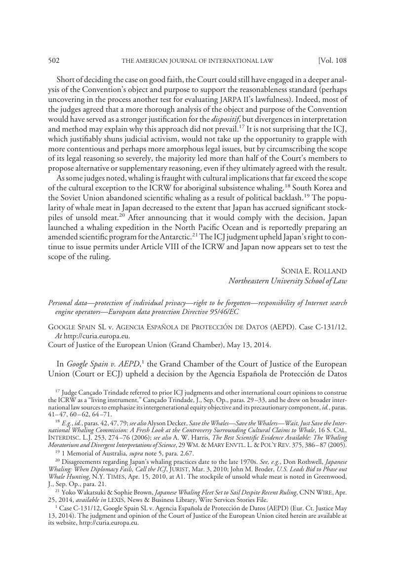 Google Spain SL v. Agencia Esñpaola de Protección de Datos (AEPD ...