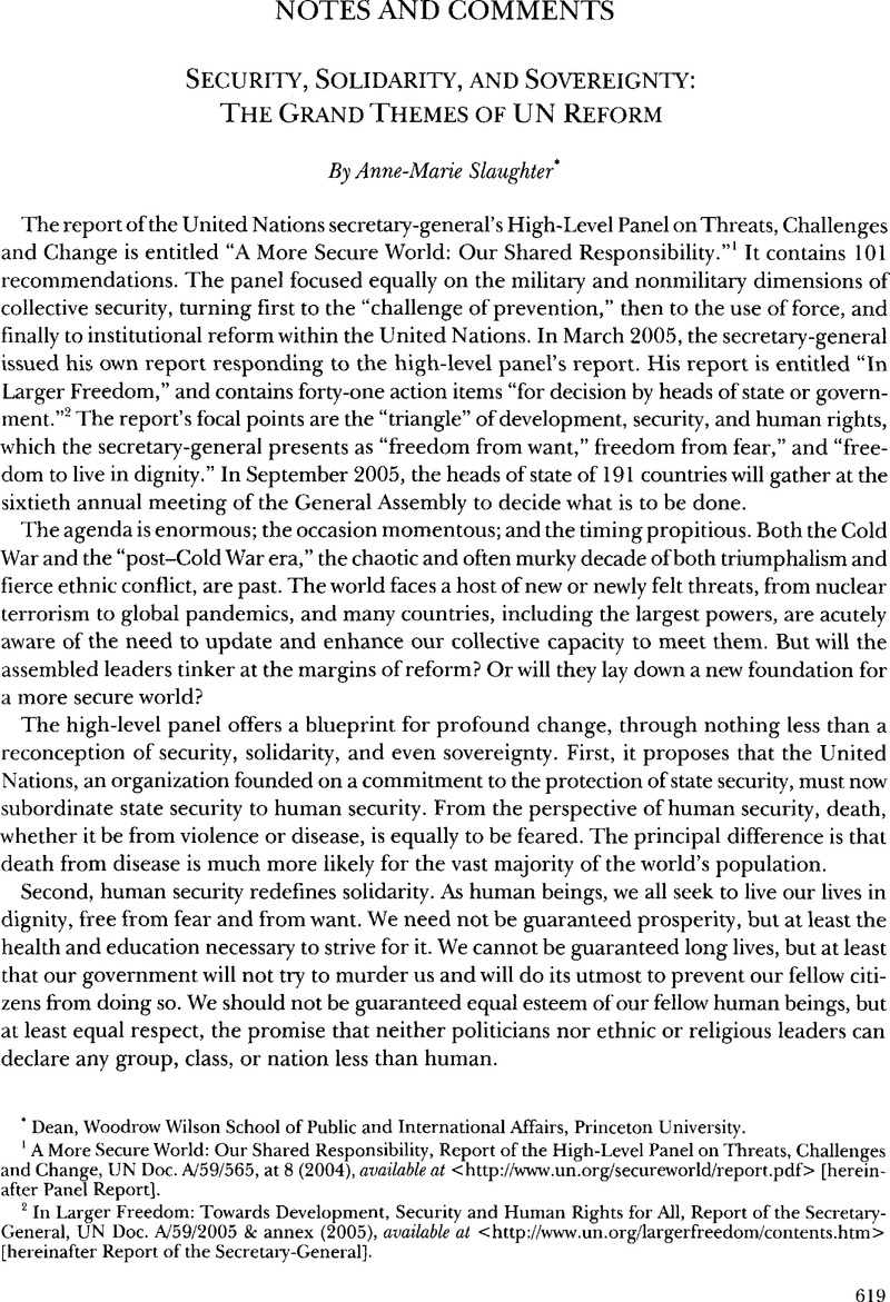 Security, Solidarity, and Sovereignty: The Grand Themes of UN Reform ...