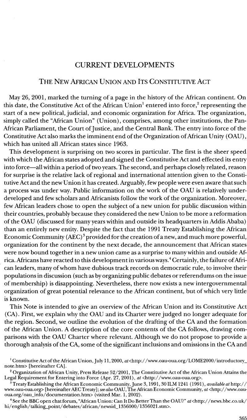 The New African Union and Its Constitutive Act | American Journal of ...