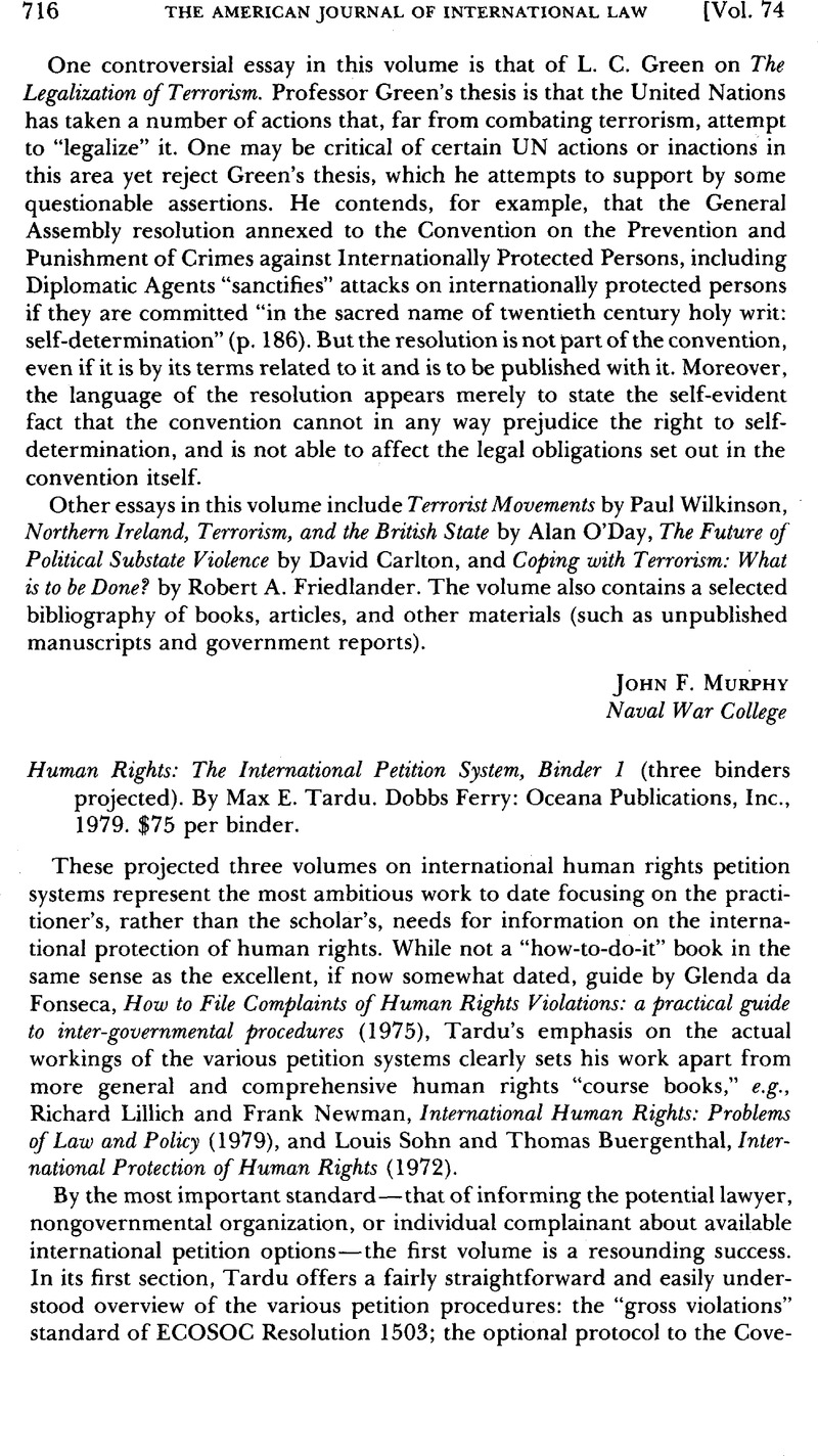 Human Rights: The International Petition System, Binder 1 (three ...