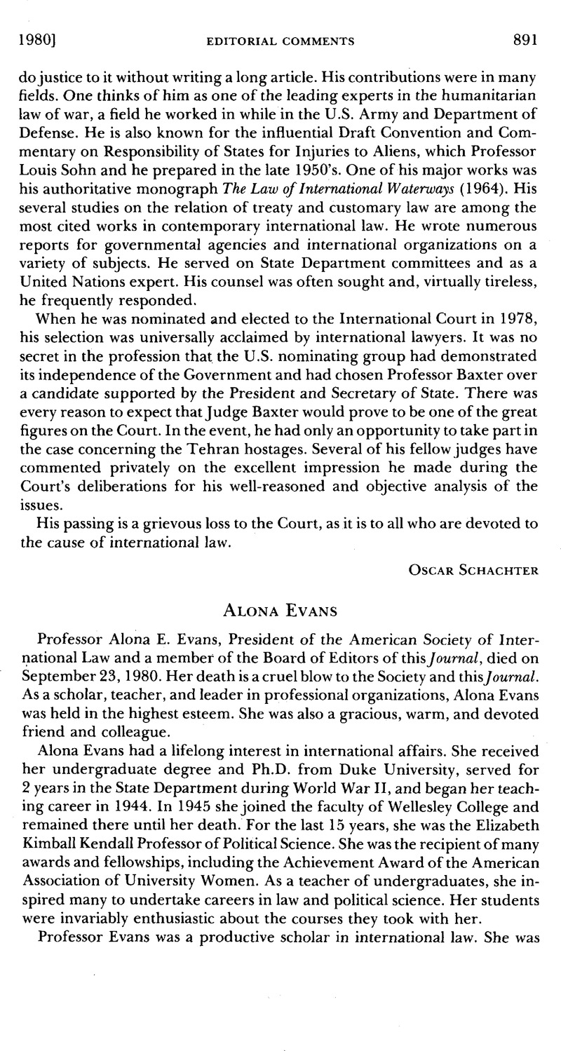 Alona Evans | American Journal of International Law | Cambridge Core