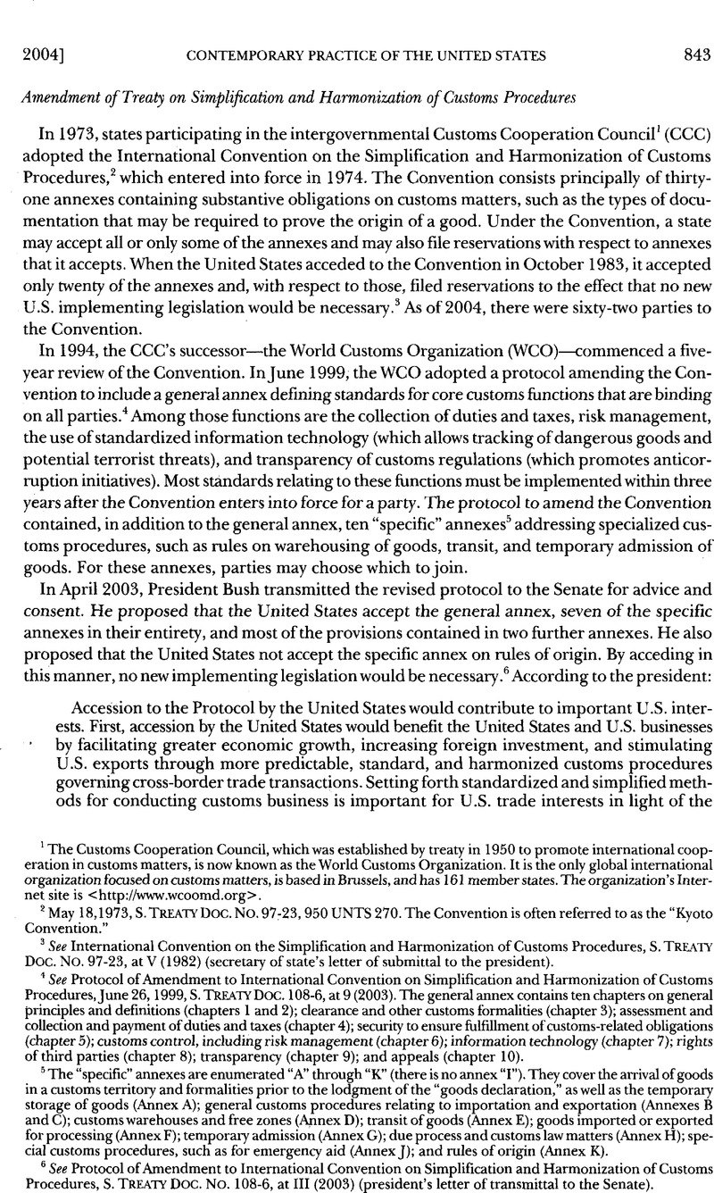 Amendment of Treaty on Simplification and Harmonization of Customs ...