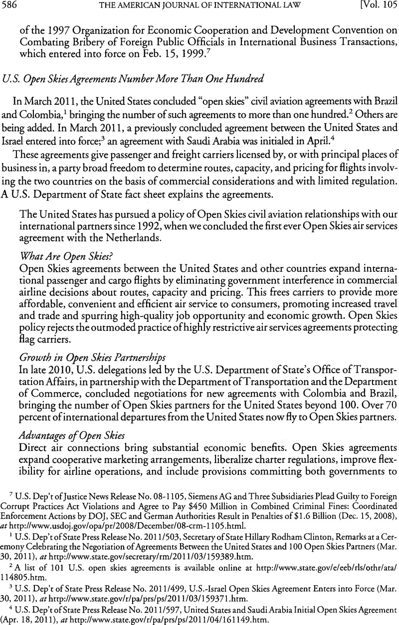 U.S. Open Skies Agreements Number More Than One Hundred | American ...