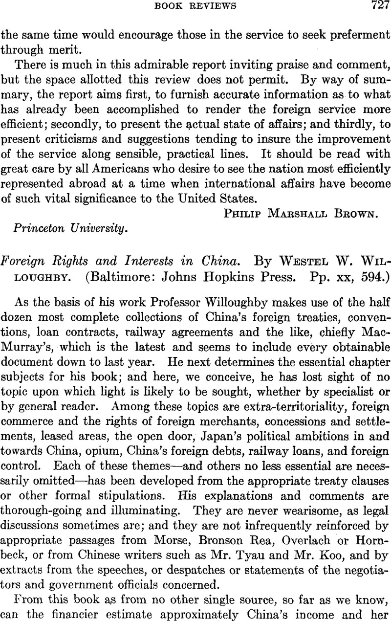 Foreign Rights and Interests in China. By Westel W. Willoughby ...