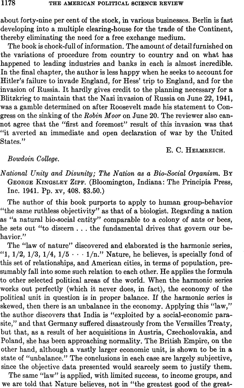 National Unity and Disunity; The Nation as a Bio-Social Organism. By ...