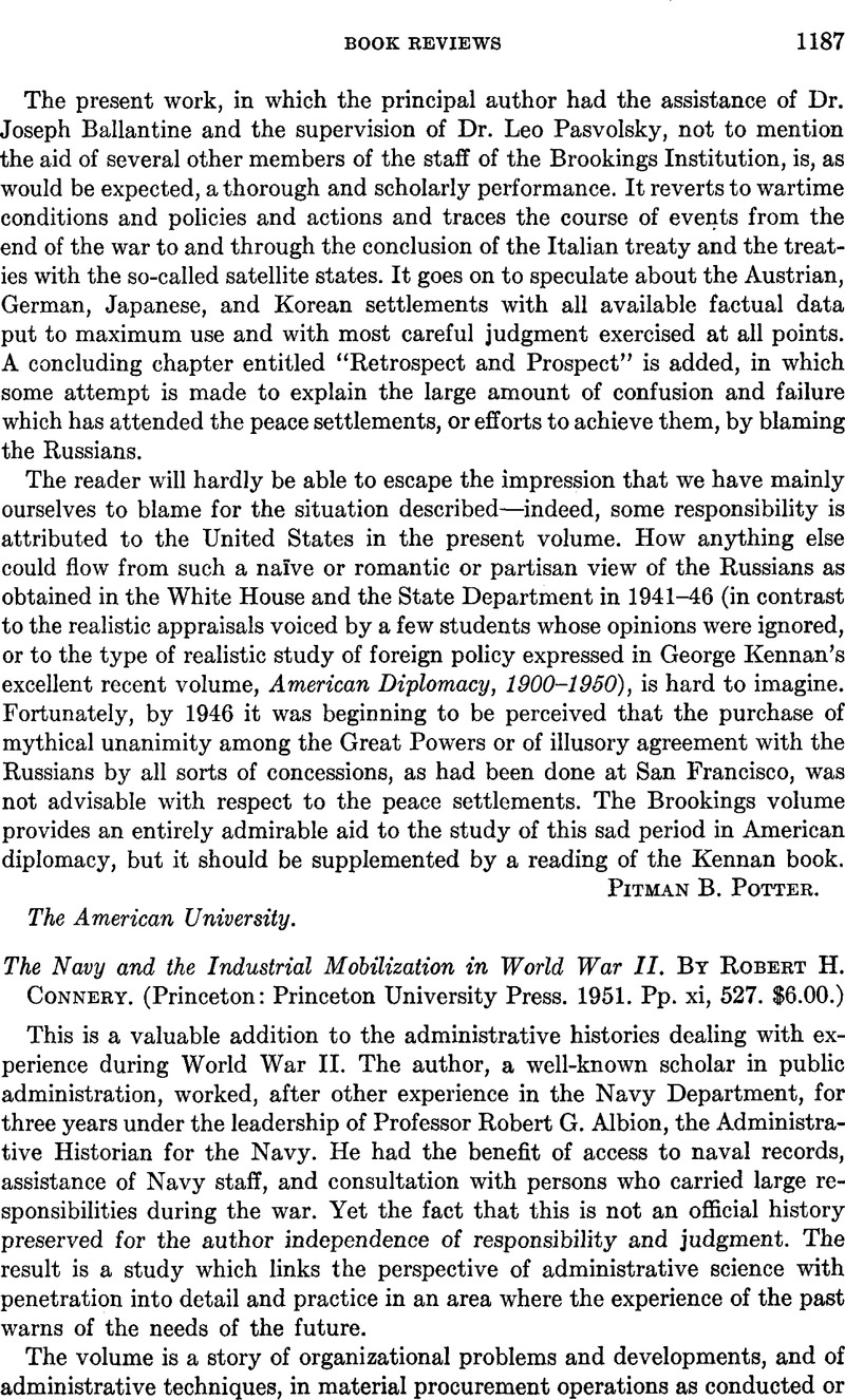 The Navy and the Industrial Mobilization in World War II. By Robert H ...