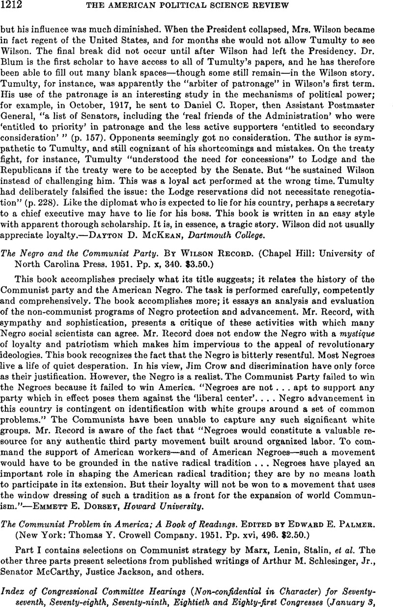 The Negro and the Communist Party. By Wilson Record. (Chapel Hill ...