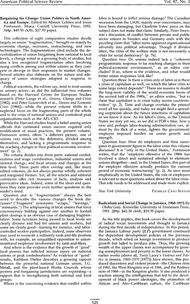 Radicalism and Social Change in Jamaica, 1960–1972. By Obika Gray ...
