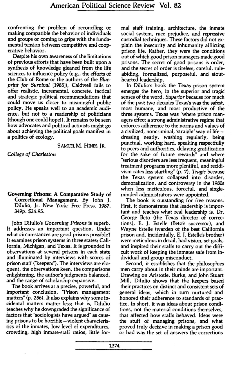 Governing Prisons: A Comparative Study of Correctional Management. By ...