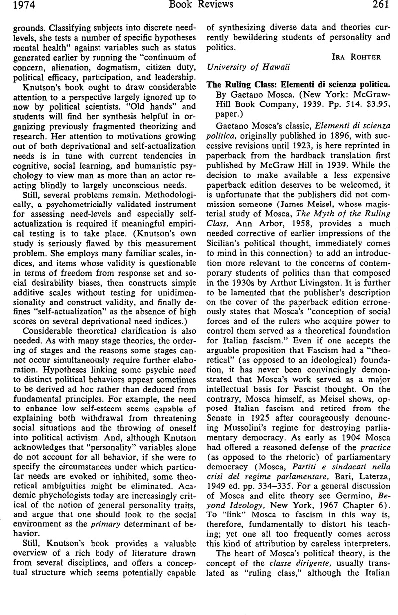 The Ruling Class: Elementi di scienza politica. By Gaetano Mosca. (New ...