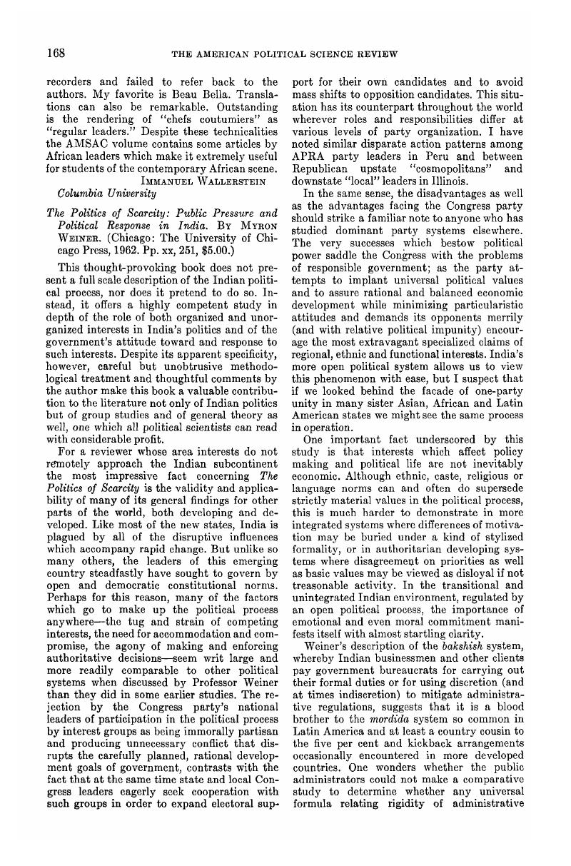 The Politics of Scarcity: Public Pressure and Political Response in ...