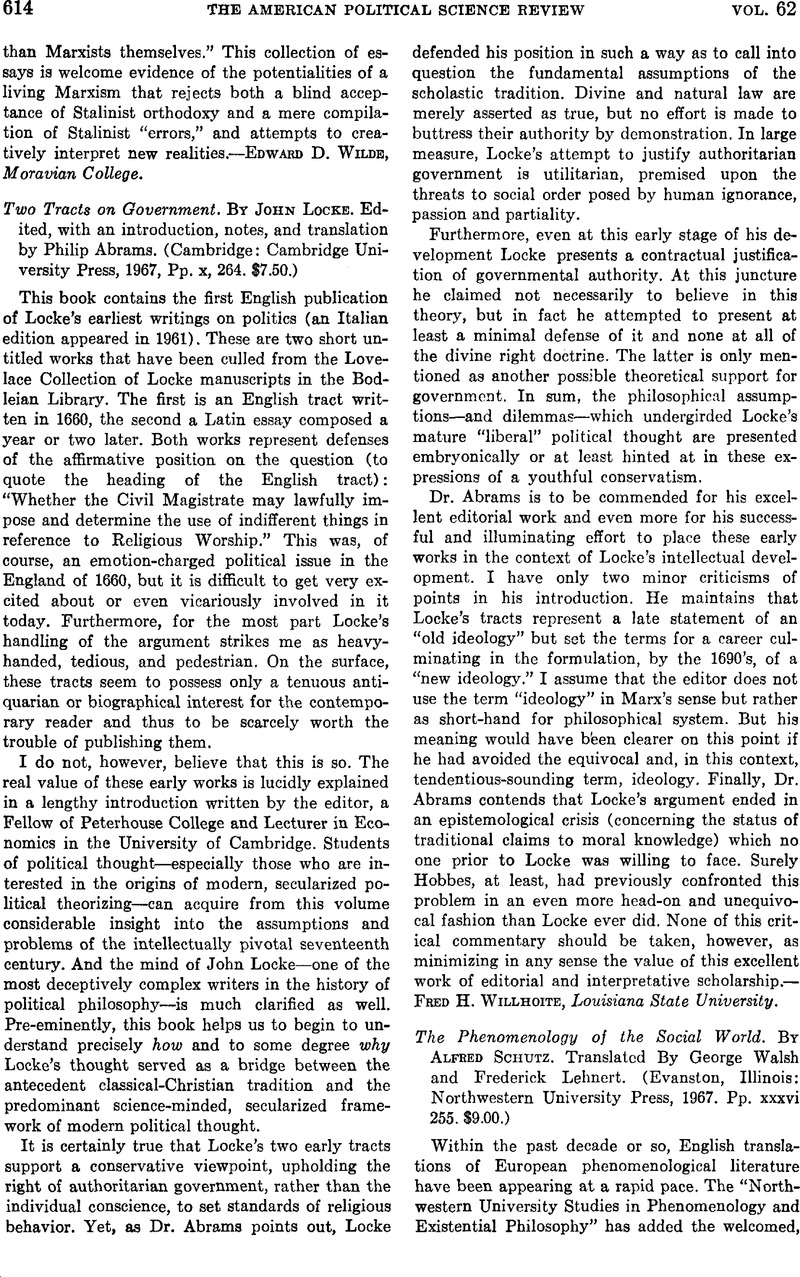 The Phenomenology of the Social World. By Alfred Schutz. Translated By ...