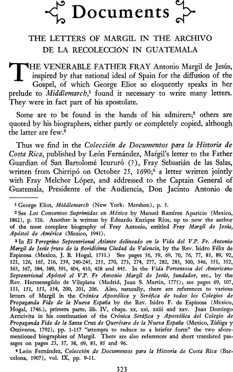 The Letters of Margil in the Archivo de la Recolección in Guatemala ...