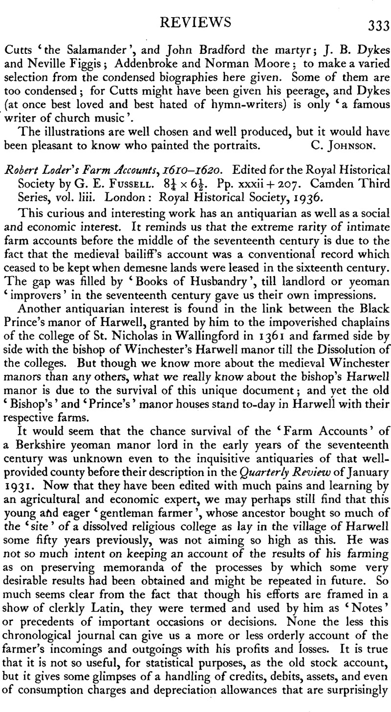 Robert Loder's Farm Accounts, 1610–1620. Edited for the Royal ...