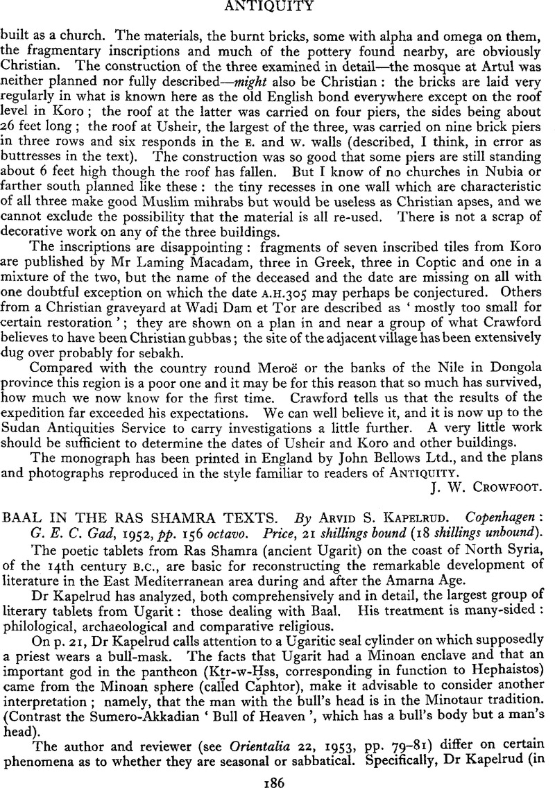 BAAL IN THE RAS SHAMRA TEXTS. By Arvid S. Kapelrud. Copenhagen : G. E ...